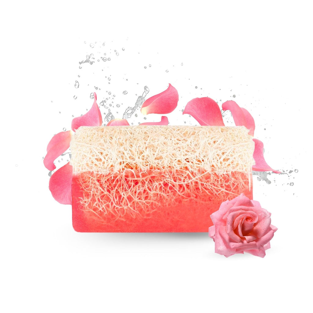 Rose soap with loofah sponge | Handmade pH neutral soap